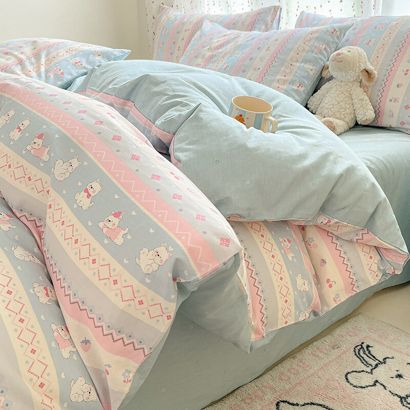 Rins мультфильм такса собака хлопчатобумажная кровать набор из четырех частей