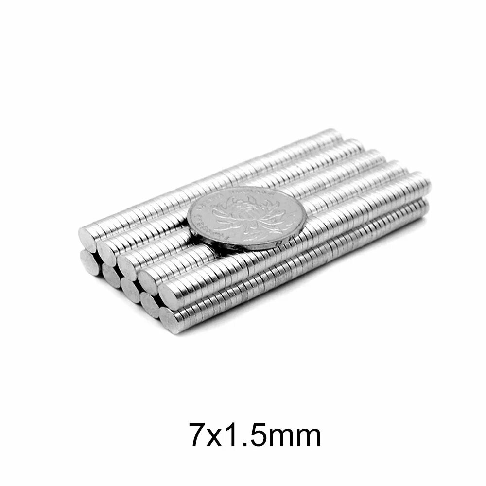 Неодимовые магниты N35 7x1.5 мм, 100PCS