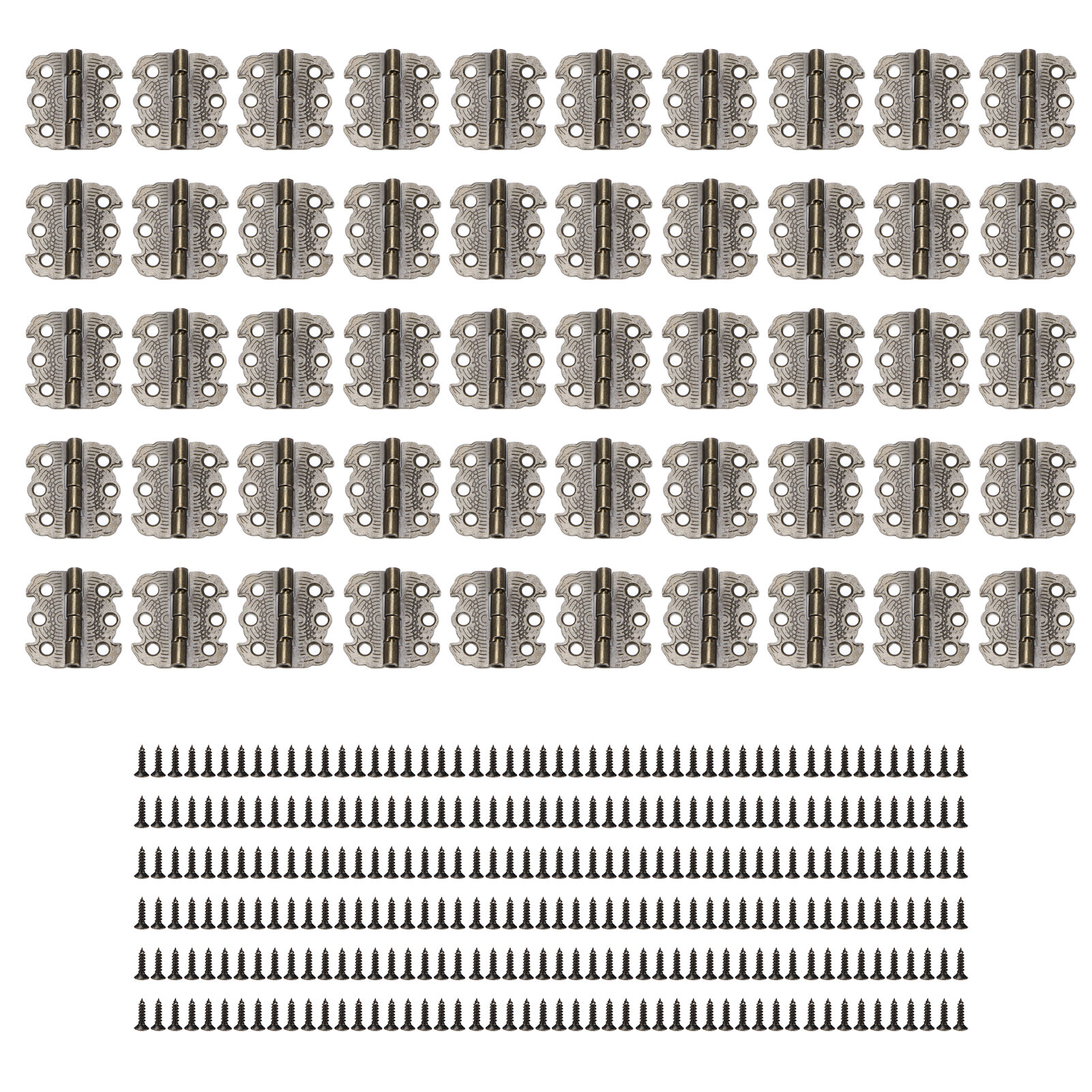 50PCS коробочные петли Мини ретро Усиленная железная декоративная петля, зеленый бронзовый, DIY Деревянные ящики, 50 комплектов