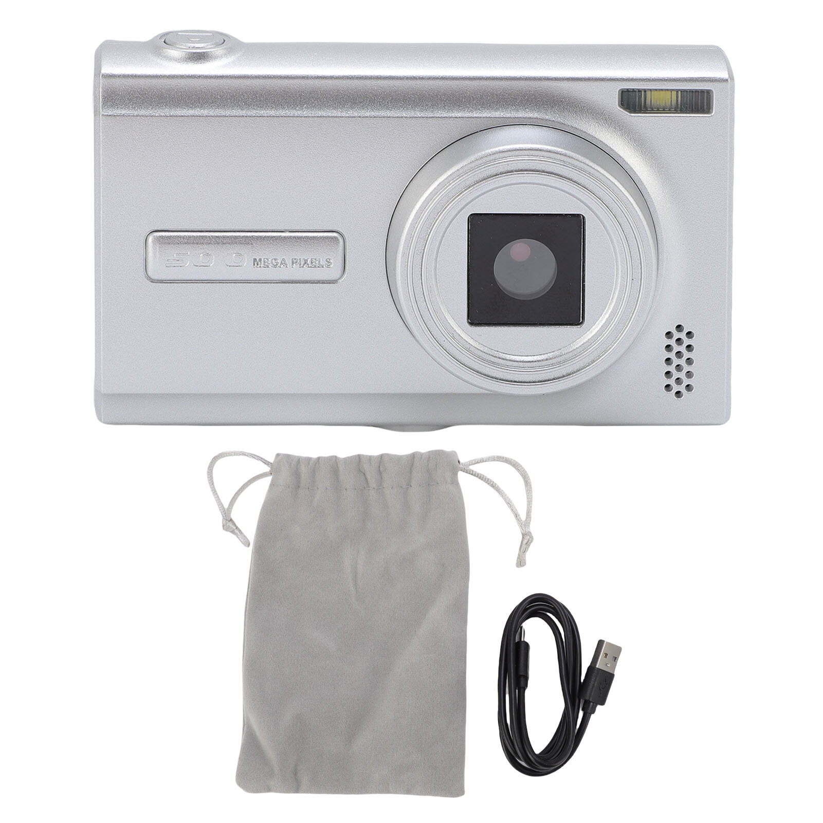 Цифровая фотокамера 50 МП 1080p HD с автофокусом, мультизумом, беззеркальная, для видеосъемки, с 2,4-дюймовым экраном, серебристо-серая.