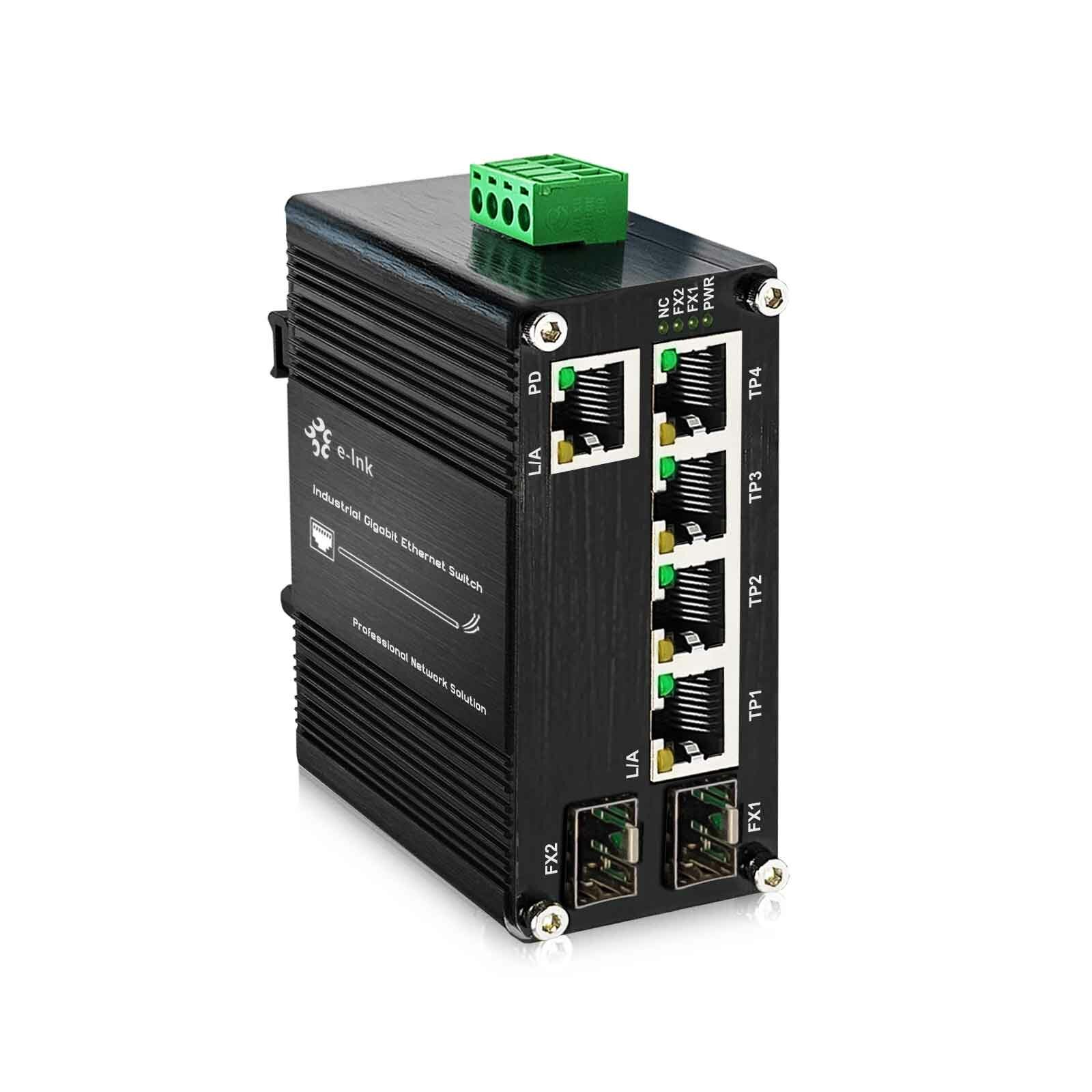 Коммутатор PoE PD с функцией сквозной передачи PoE (5× Gigabit RJ45 + 2× SFP) — LNK-IMC205GPD-SFP