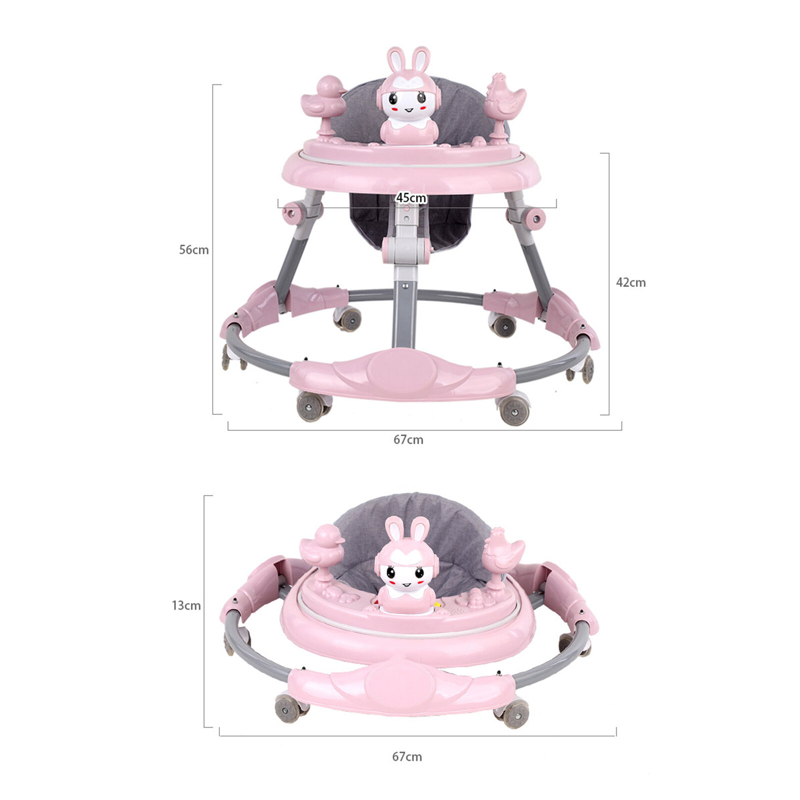 Детские ходунки для предотвращения опрокидывания, складные детские ходунки для детей от 6 до 18 месяцев, розовые