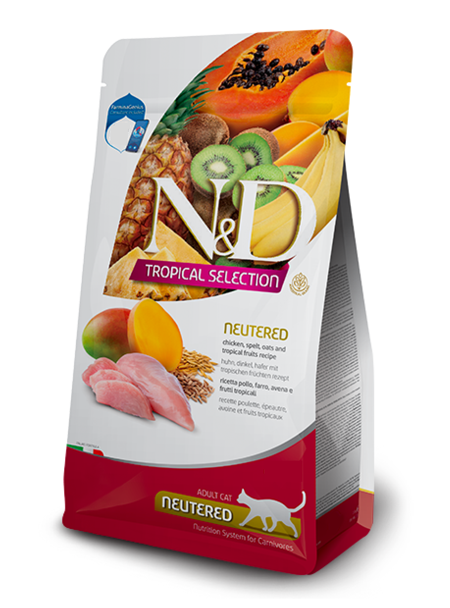 Корм Farmina N&D, для кастрированных котов, с курицей и фруктами, 5 кг