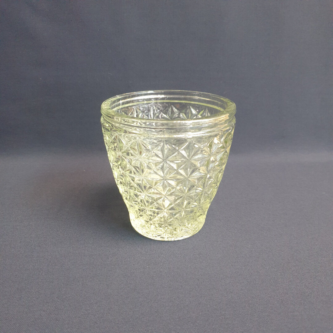 Сахарница-конфетница Ведерко, пресованый хрусталь, винтаж СССР