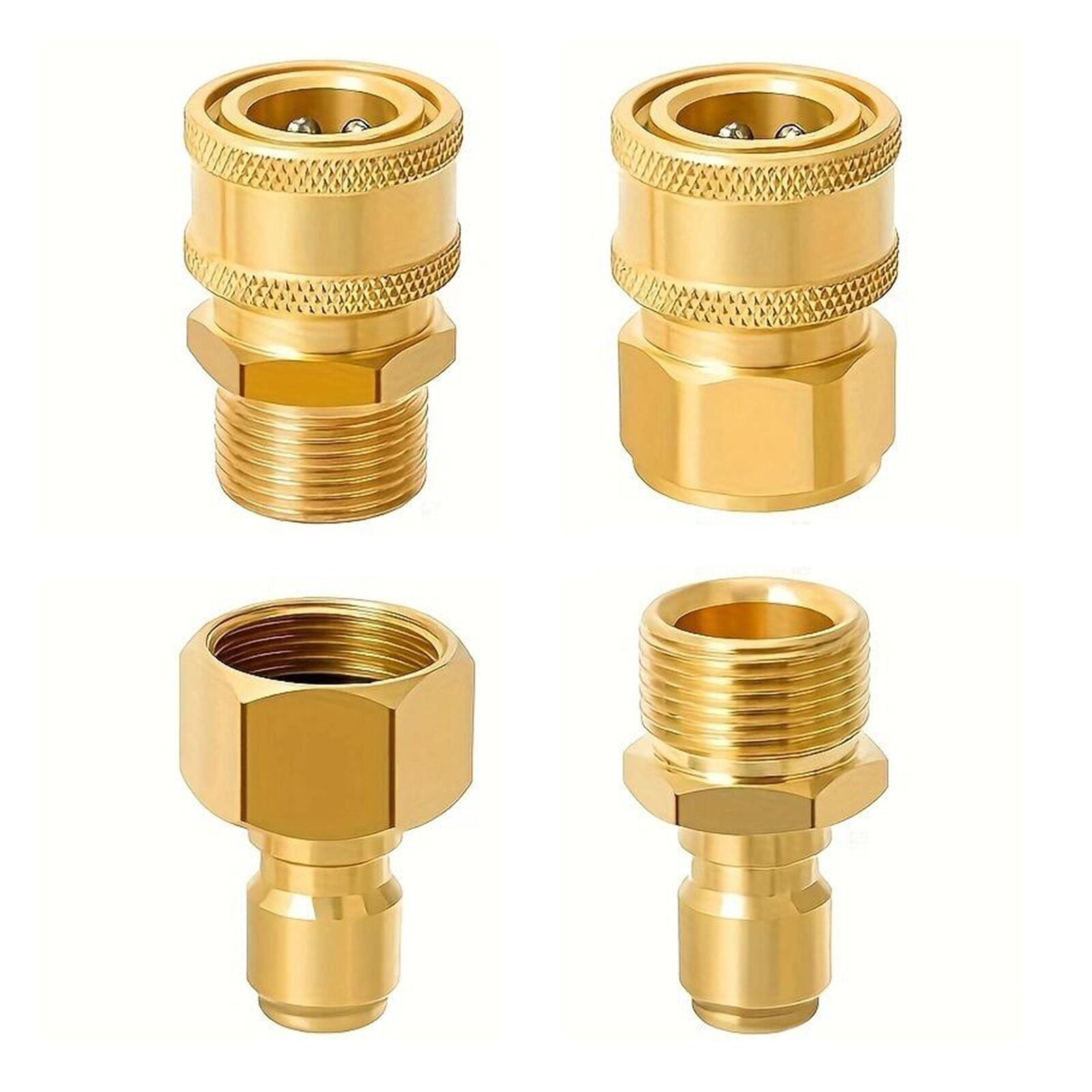Комплект быстроразъемных соединений для мойки высокого давления, 4 шт. переходников M22 15 мм на 3/8 дюйма для шлангов, латунные адаптеры для пистолета высокого давления, шланга, насоса.