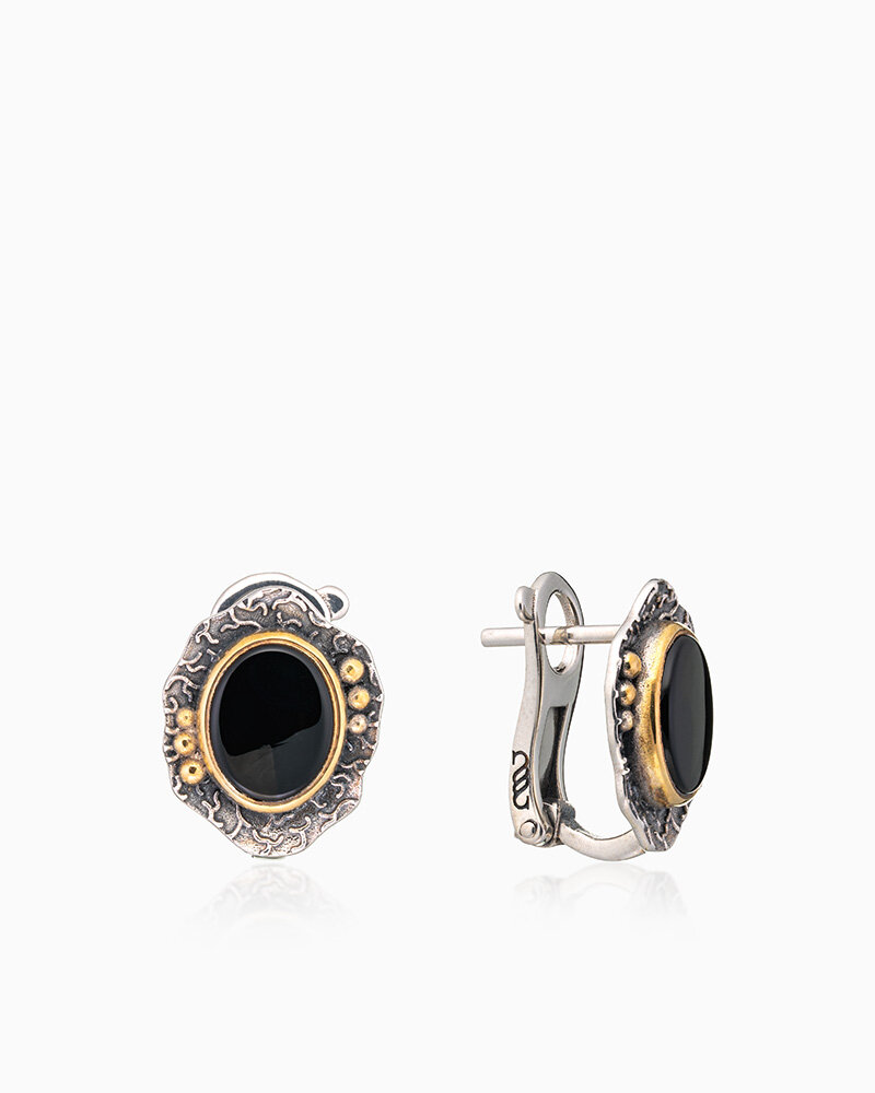 Серьги, серебро, 925 проба, оникс