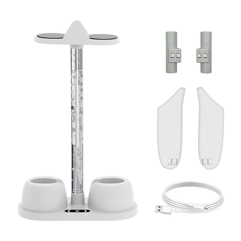 Улучшенная зарядная док-станция со светодиодной подсветкой Удобная зарядная док-станция с держателем контроллера для гарнитуры MetaQuest 3