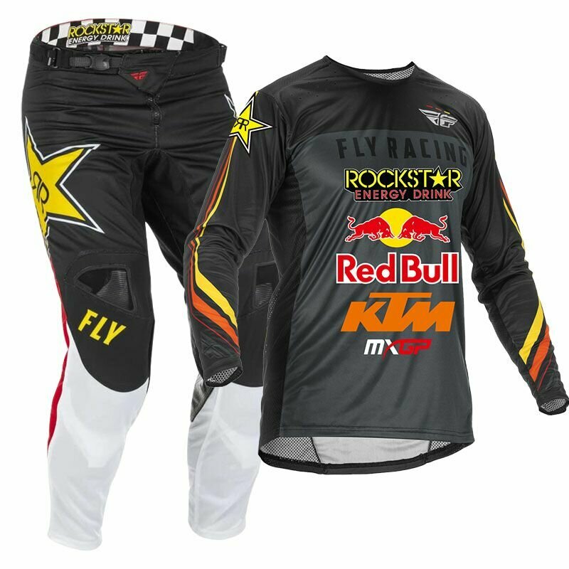 FLY Red Bull RockStar эндуро комплект снаряжения для мотокросса mx комбинированные трикотажные штаны MTB DH UTV Off Road мотоциклетный гоночный костюм