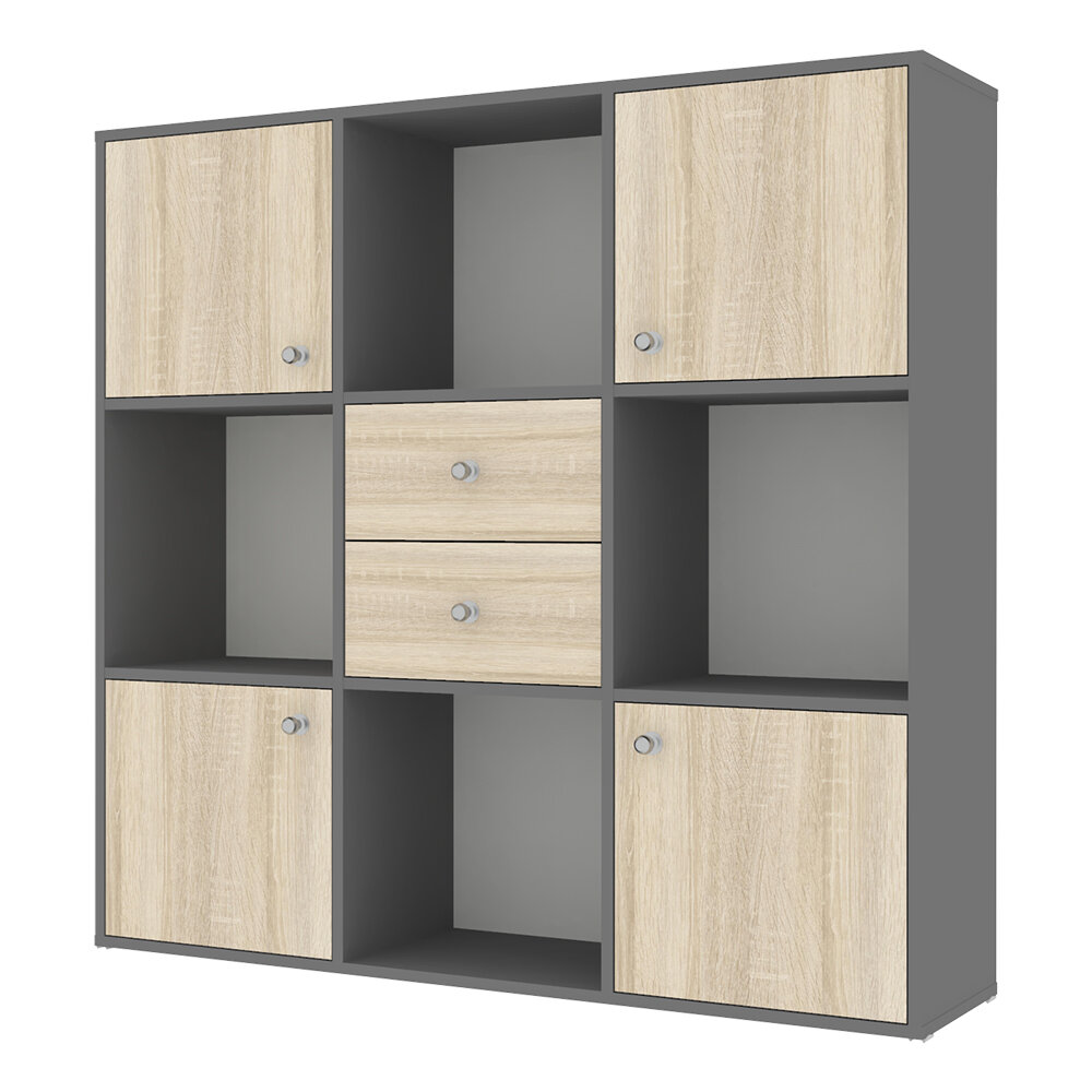 Стеллаж Джери Темно-серый Дуб Сонома