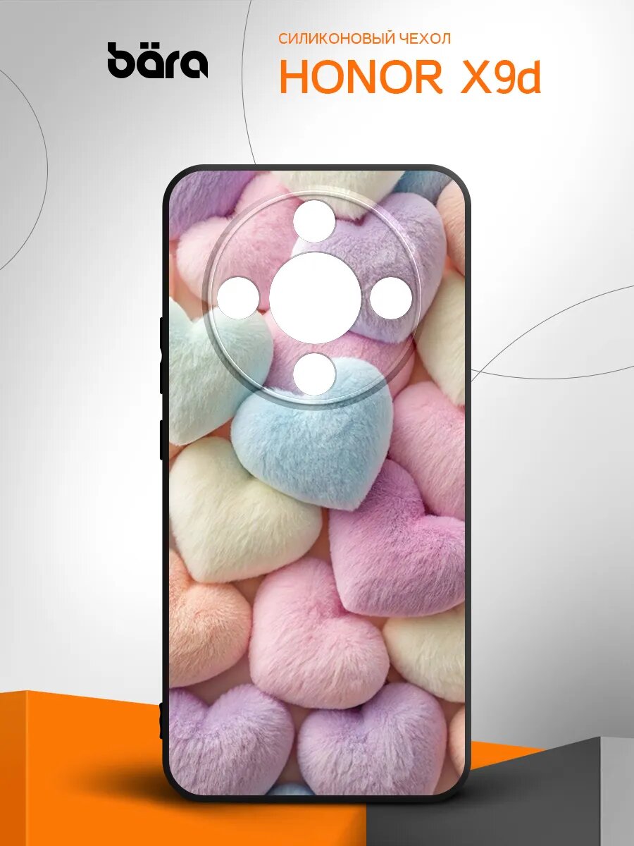 Чехол на Honor X9d / Хонор Х9д накладка, черный, силиконовый, с картинкой