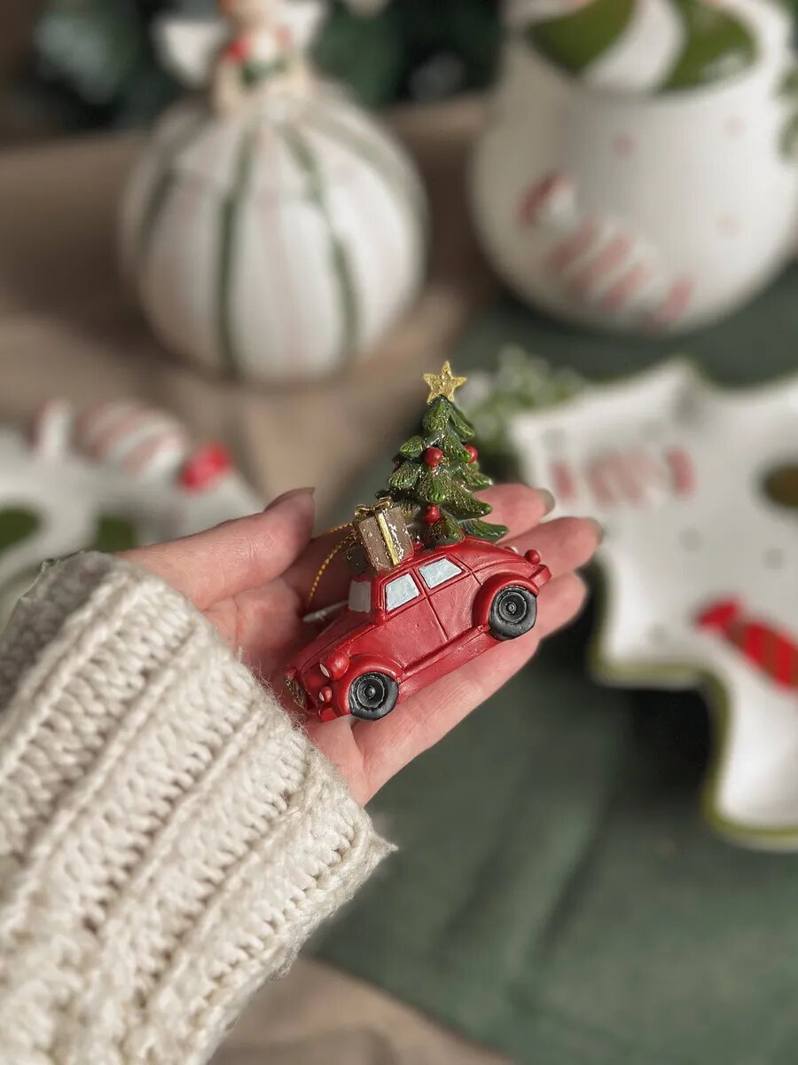 Елочная игрушка ретро машинка