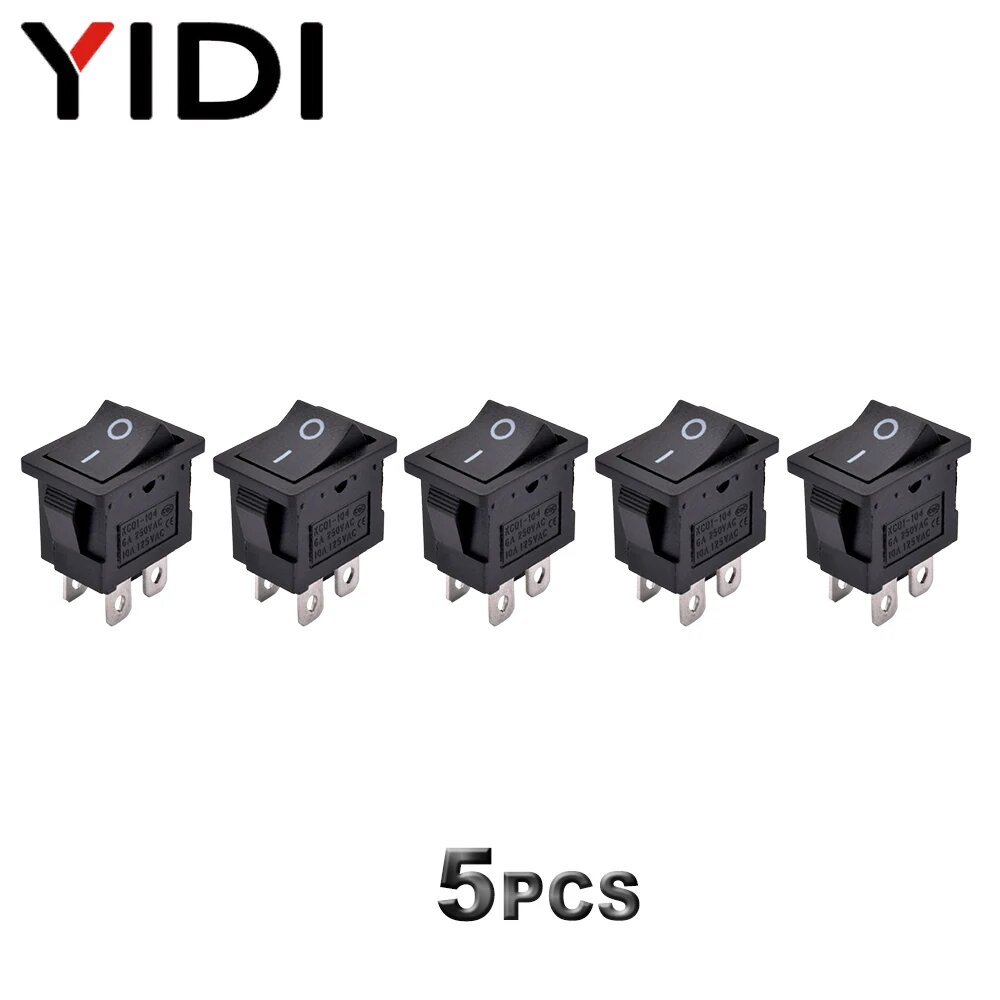 5 шт./лот пластиковый светодиодный кулисный переключатель YIDI KCD1-104 красный