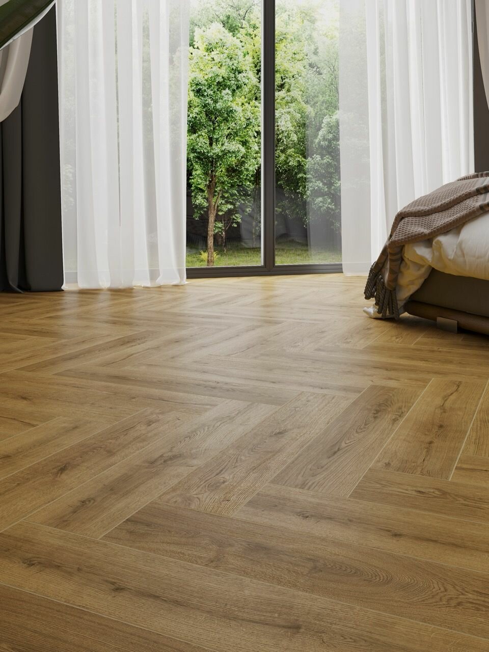 Виниловая плитка SPC CronaFloor Herringbone Дуб Анже H016 (в уп. 16 шт./1.31 м2)