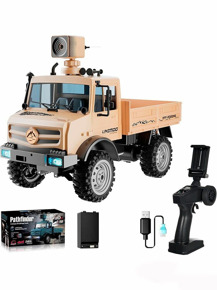 Радиоуправляемая машина WPL Следопыт с FPV HD WIFI камерой (песочная) 2WD 1/16 2.4G RTR - CX002-C-Y