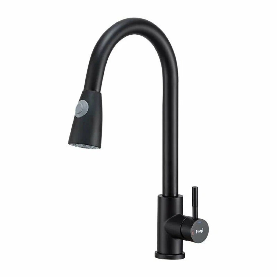 Смеситель Frap H991, кухонный, с выдвижной лейкой, латунь, черный