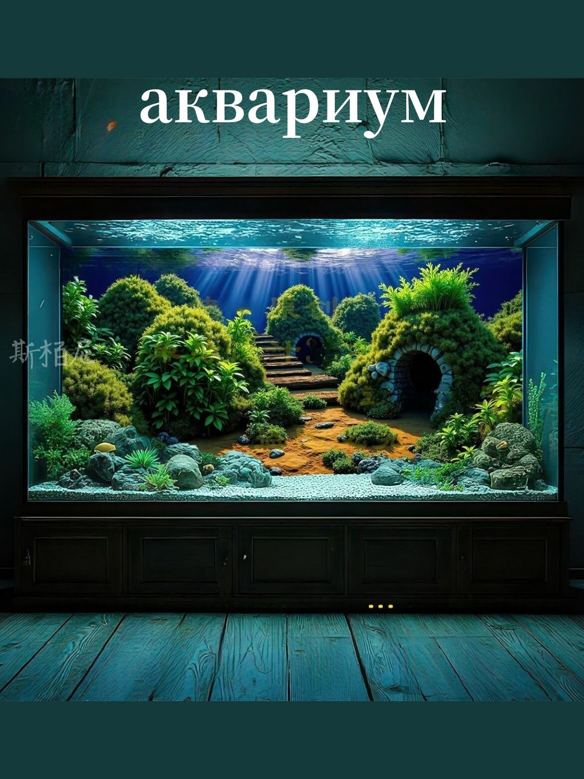 Фон для аквариума Декорации Тропические водоросли,100(ш)x50(в)см