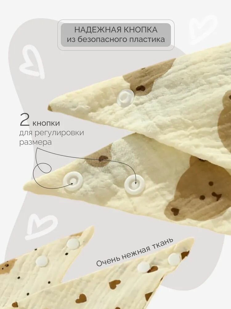 Муслиновые нагрудники для кормления на кнопке, слюнявчики для новорожденных, набор 5 шт