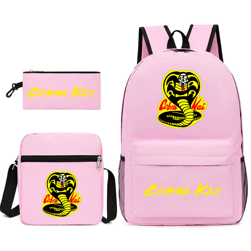 Детская школьная сумка из трех предметов для каратэ, повседневный рюкзак, студенческий рюкзак для мужчин и женщин, уличный рюкзак большой емкости с принтом