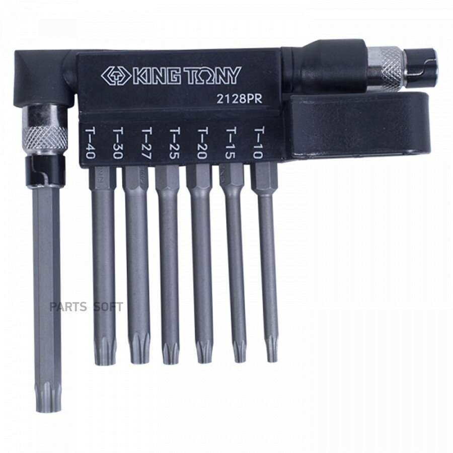 KING TONY Набор вставок (бит) с воротком-битодержателем 1/4, Torx, T10-T40, L = 60 мм, 8 предметов от официального дистрибьютора, KING TONY, артикул 2128PR
