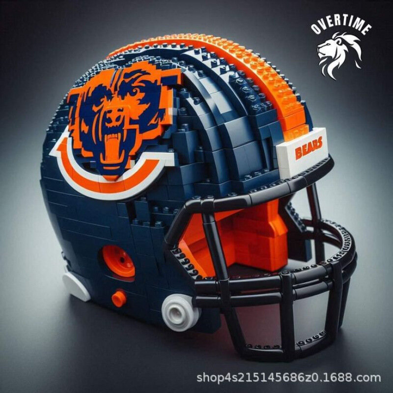 NFLConstructionHelmetШлем из строительных блоков NFL, креативная игрушка для команды профессиональной футбольной лиги