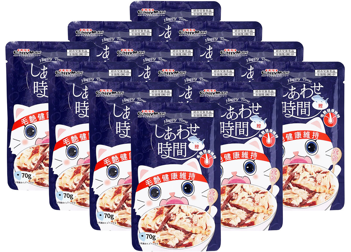 Корм влажный Cattyman Момент Счастья для кошек для здоровья глаз и красоты шерсти, тихоокеанский тунец, 70 г х 12 шт