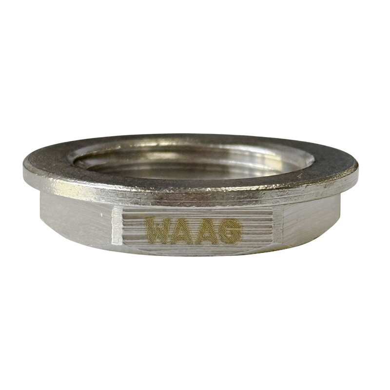 Контргайка 1/2", WAAG, резьба внутренняя, никелированная латунь