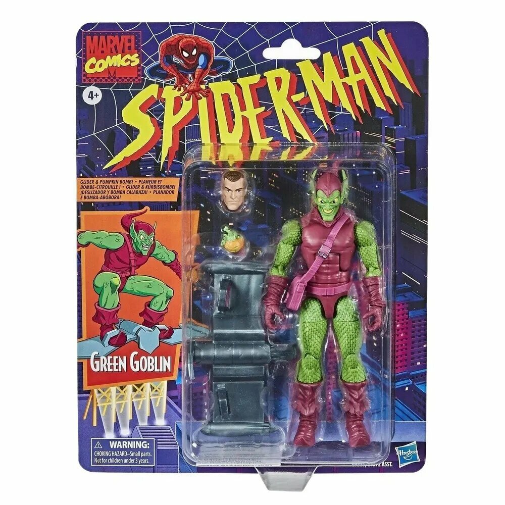Фигурки Hasbro Marvel Legends Spiderman Animation Series Action Figures Green Goblin-16cm; Марвел фигурки