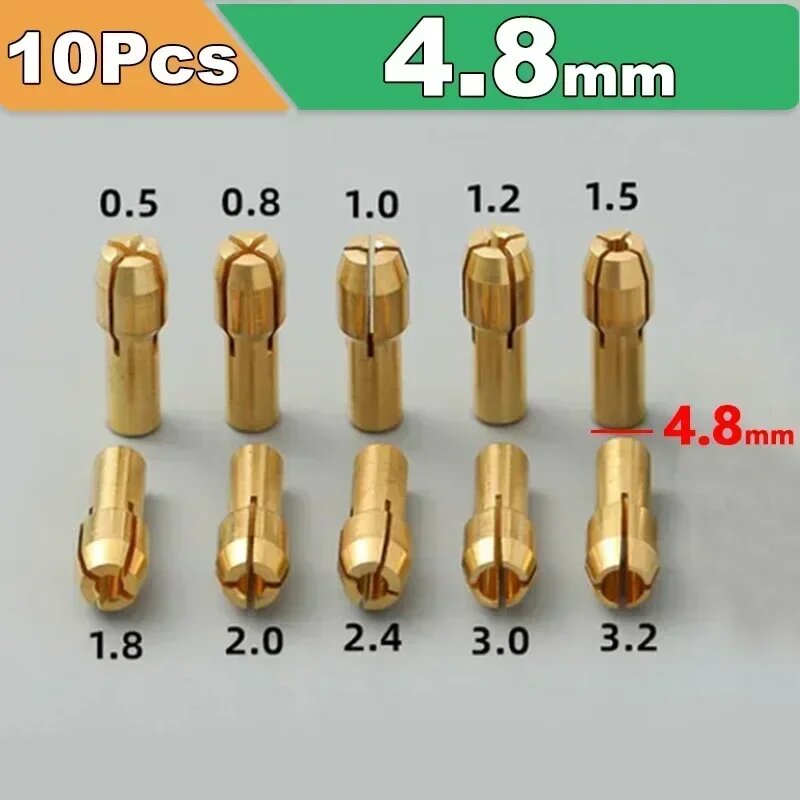 Латунные цанги 0,5-3,2 мм Dremel 4,8 мм 4.8mm(10Pcs)