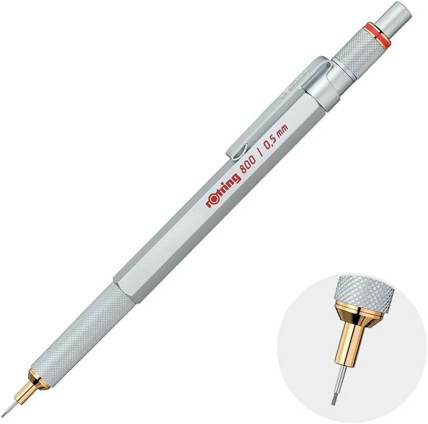 Карандаш механический Rotring 800 с грифелем 0.5мм серебристый (1904449)