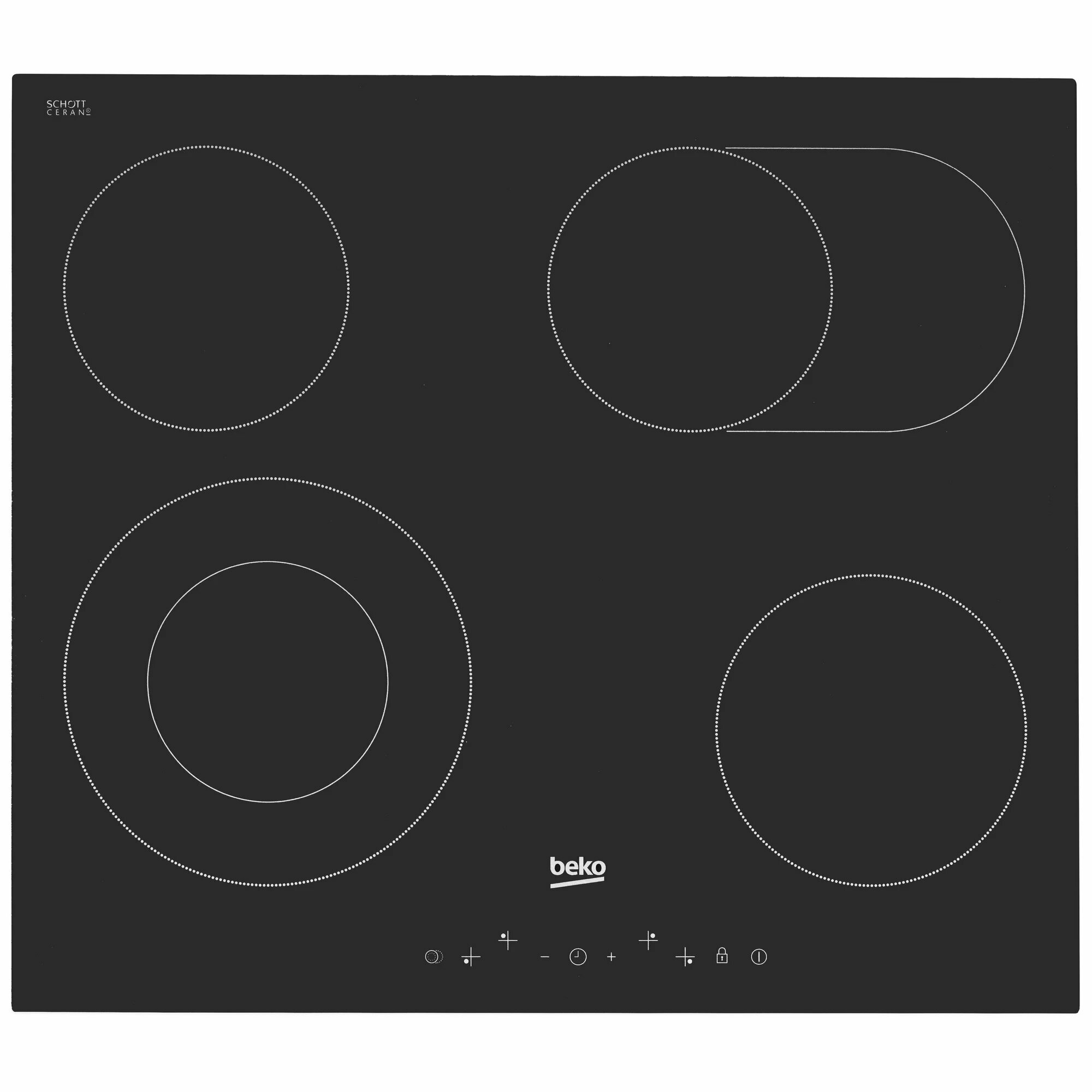 Варочная панель BEKO HIC 64403 T, электрическая, 4 конфорки, черный