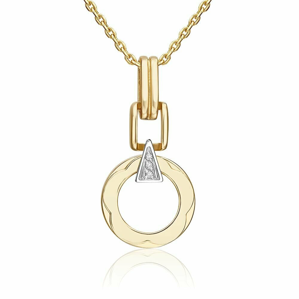 Подвеска, комбинированное золото, 585 проба, родирование, бриллиант