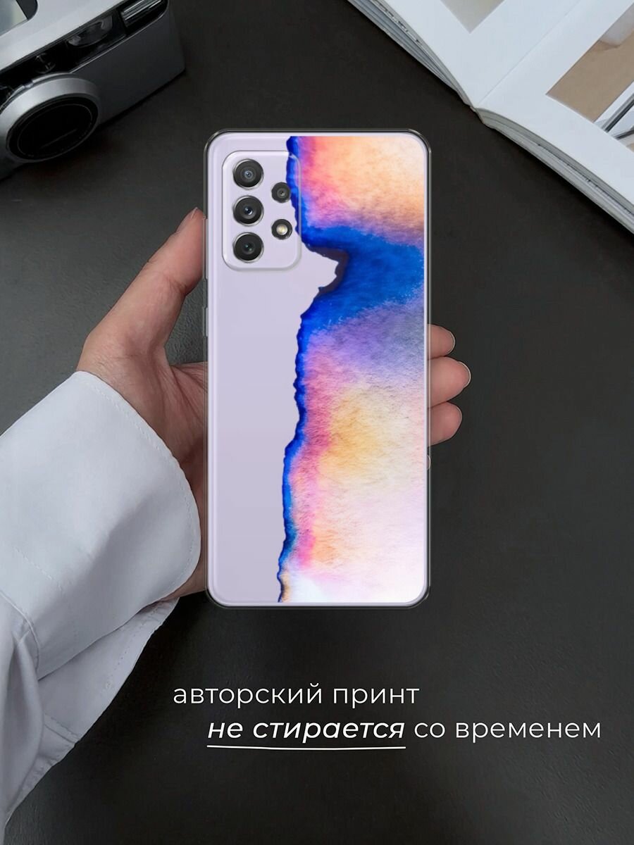 Чехол на Samsung Galaxy A73 / Самсунг Галакси А73 с принтом Синяя акварель, прозрачный — фото 1