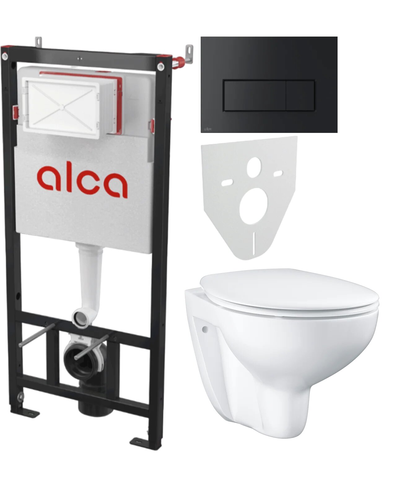 Комплект 2 в 1 Унитаз подвесной Grohe Bau Ceramic 39351000 / Инсталляция с кнопкой AlcaPlast AM101/1120-4:1 RU M578-0001 цвет черный