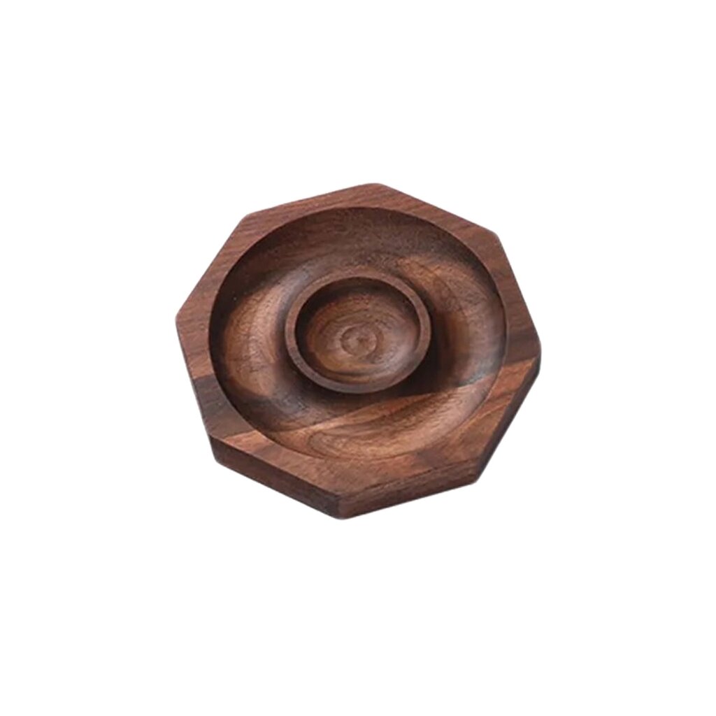 Тарелка из бисера из черного ореха-восьмиугольная