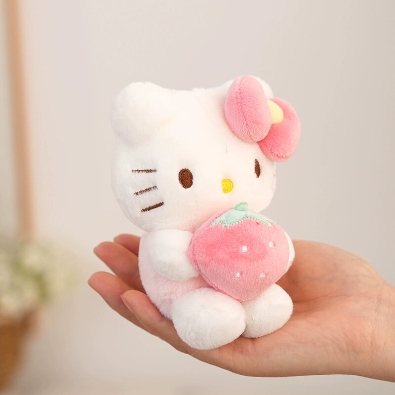 Маленький брелок-подвеска Hello Kitty, плюшевая игрушка-кошка, украшение для рюкзака для девочек розовая клубника кт_13