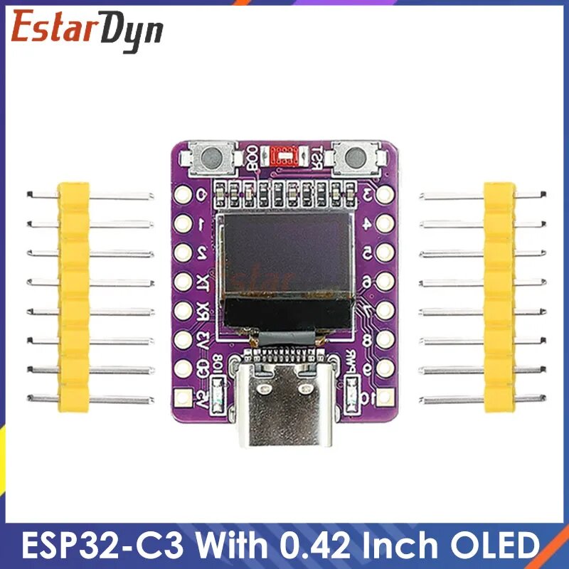 Плата разработки OLED ESP32-C3 с 0,42-дюймовым OLED-модулем, керамической антенной, Wi-Fi, Bluetooth, ESP32, мини-макетная плата