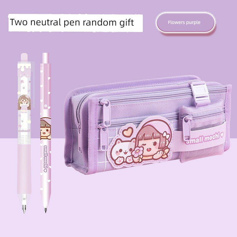 Многосекционный маленький пенал для карандашей в стиле моти, большой вместимости, сетчатый пенал для девочек,