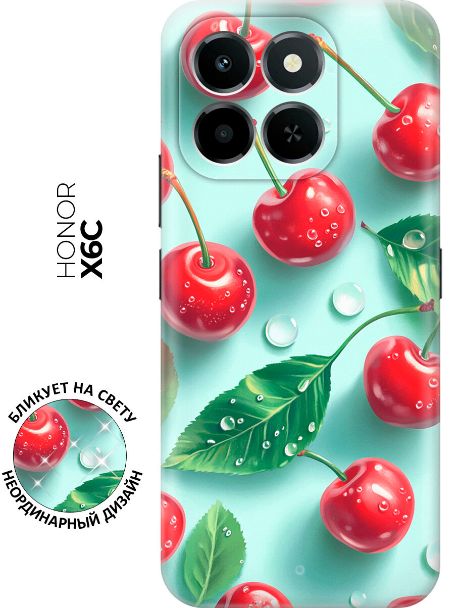 Силиконовый чехол на Honor X6C с принтом "Спелые вишенки"