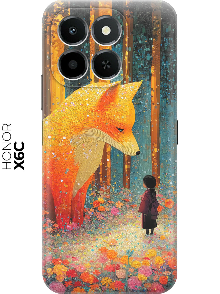 Силиконовый чехол на Honor X6C с принтом "Лиса и девочка"