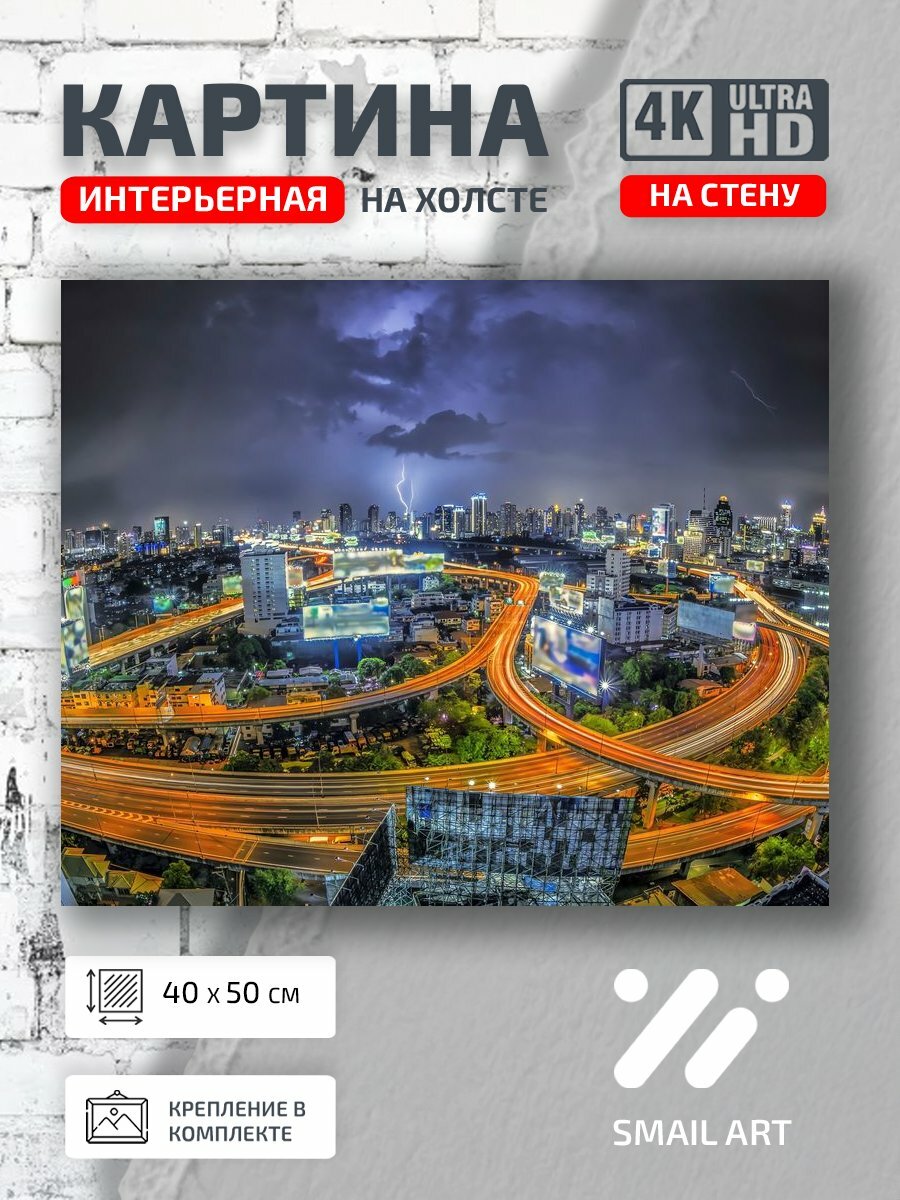 Картина на холсте интерьерная 40 на 50 на стену Бангкок Mood для спальни атмосфера интерьер