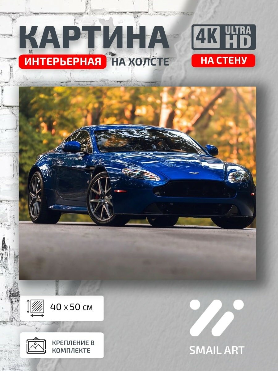 Картина на холсте интерьерная 40 на 50 на стену Aston Martin для студии атмосфера