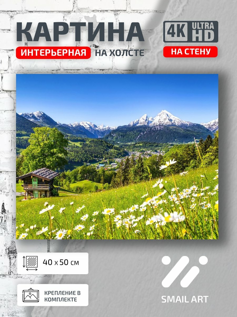 Картина на холсте интерьерная 40 на 50 на стену Горы Mood для кабинета атмосфера интерьер