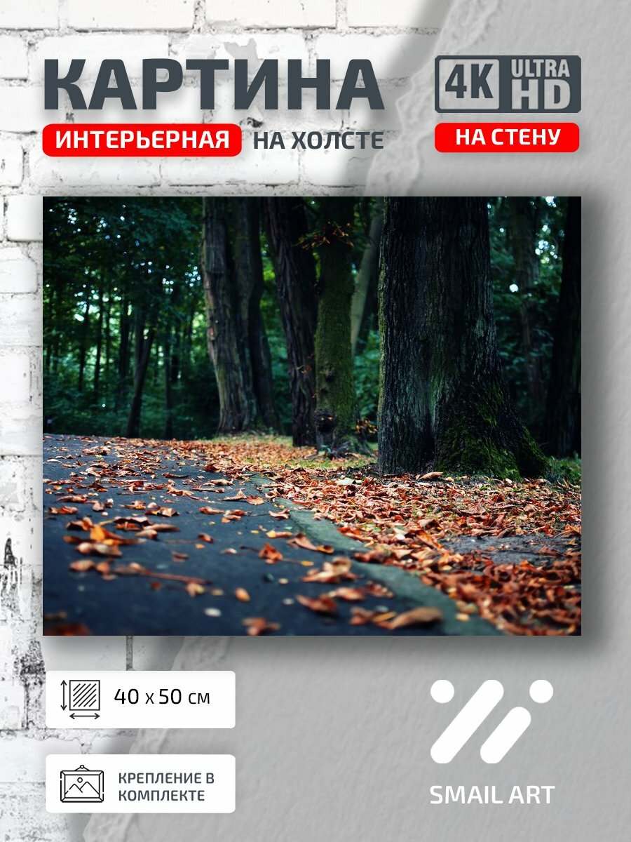 Картина на холсте интерьерная 40 на 50 на стену Деревья leaves для гостиной пейзаж интерьер