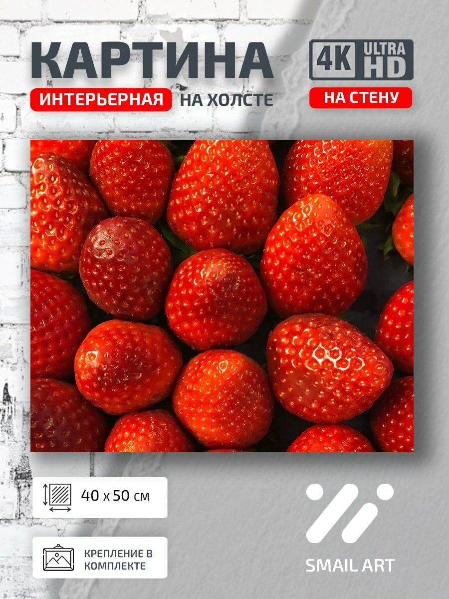 Картина на холсте интерьерная 40 на 50 на стену Разные клубника для спальни атмосфера