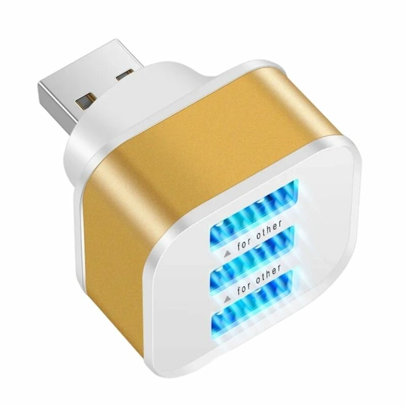 (1шт) Удлинитель USB2.0 один на три концентратора-золотой