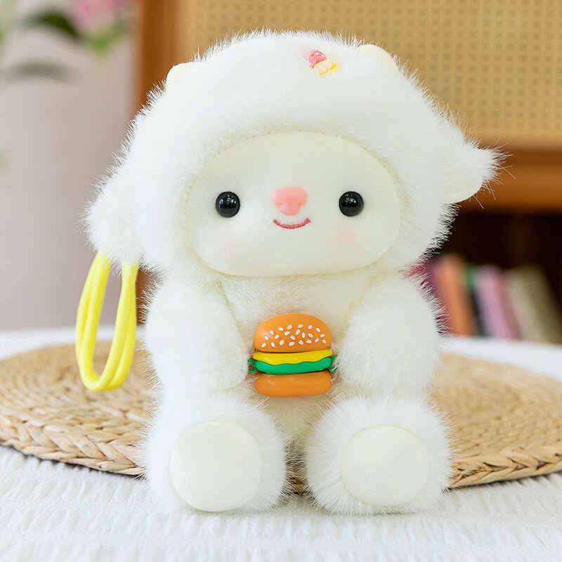 Брелок овца мягкая с наполнителем из пп хлопка для детей и декора комнаты бургеры