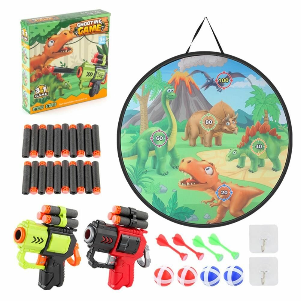 Дартс для детей 3 в 1, мультяшный динозавр, безопасный дартс, игрушка для стрельбы в помещении и на открытом воздухе, спортивные игры для мальчиков и девочек