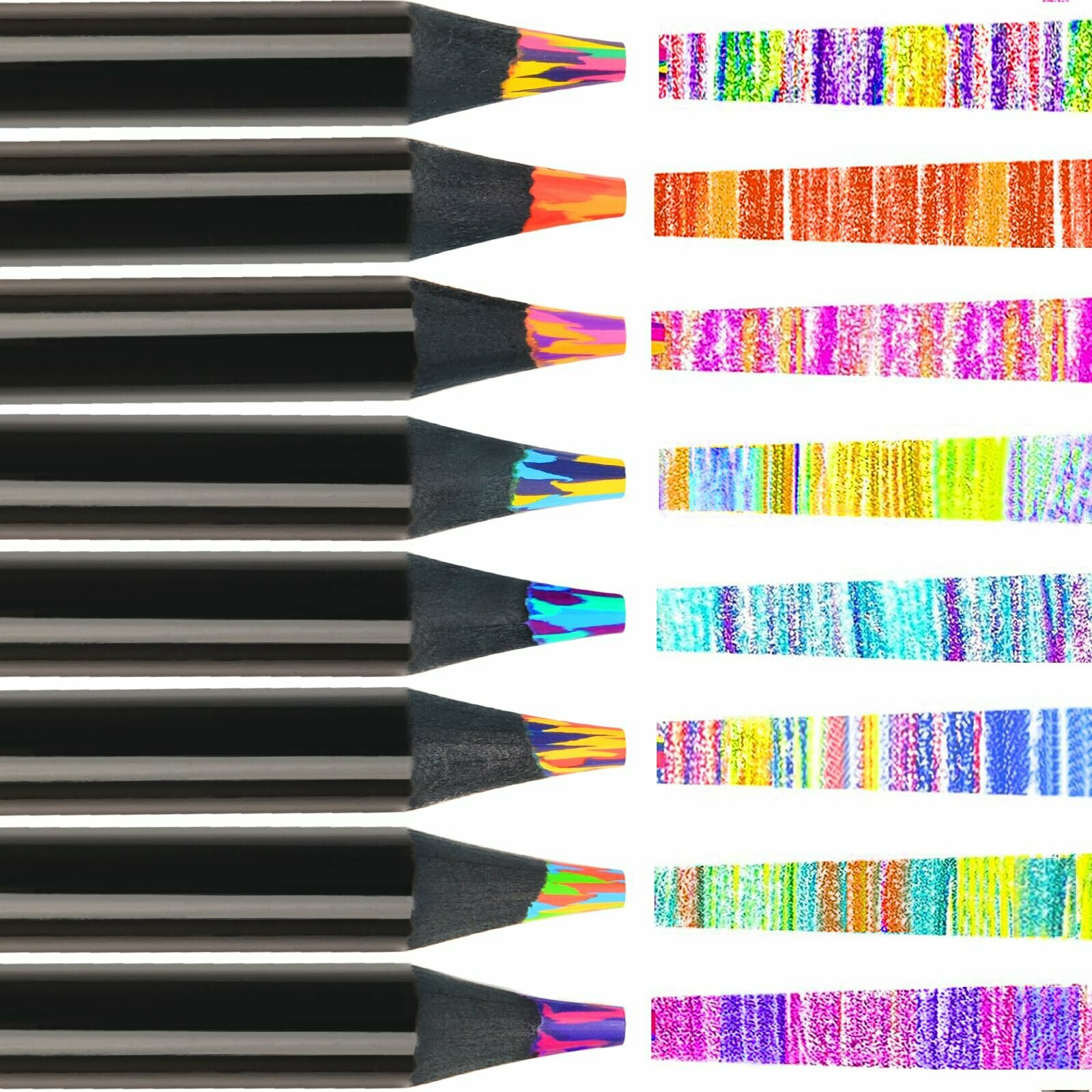 12 Colors Rainbow Pencils, Jumbo Colored Pencils, Multicolored Pencils, Art Drawing, Coloring, Sketching, Pre-sharpened, 0.2 inch Core Diameter, 0.39 inch Shaft Thickness, Black Wood, for Adults, Beginners, Artists, Kids Ages 3 & up
