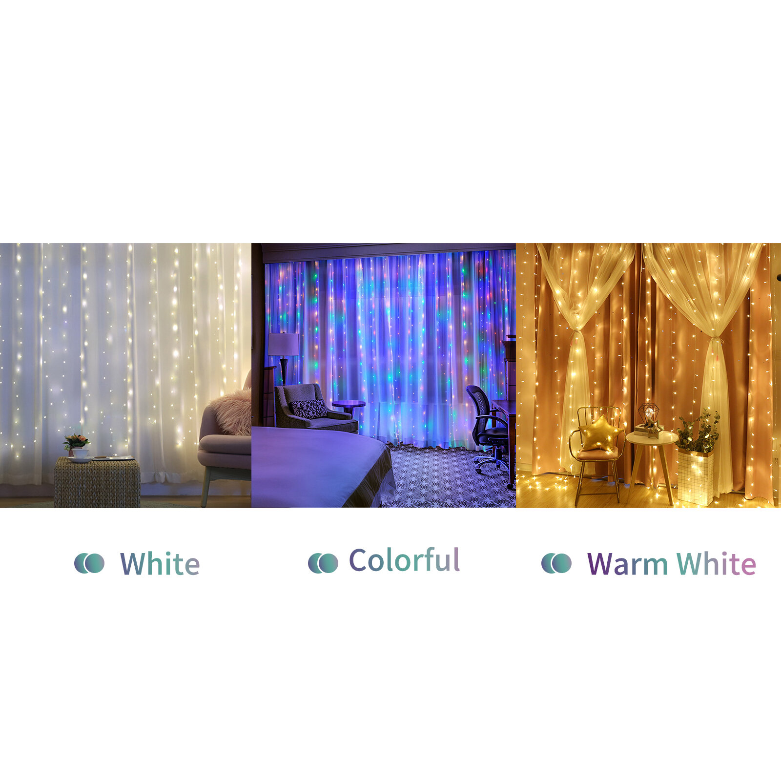 10 X 3FT 100LEDs Светодиодные Световые Занавески Светодиодные Феерические Светы Светы Для Рождества Декоративные Подвесные Светы Медные Провода Водопадные Светы с 8 Режимами Света Д дистанционным Управлением для Свадьбы Вечеринки Дома Warm White White