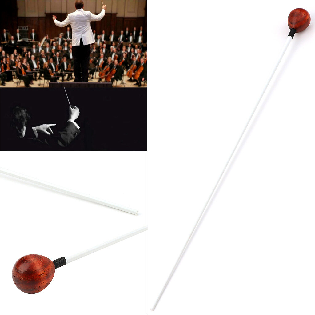 Дирижерская палочка для музыкального директора, инструмент для концертов, ритм, оркестр, Малый цилиндр, Материал: стекловолоконная палочка с деревянной ручкой, Цвет: Как показано на картинке, Длина ручки: Приблизительно 3.58 см, Общая длина: